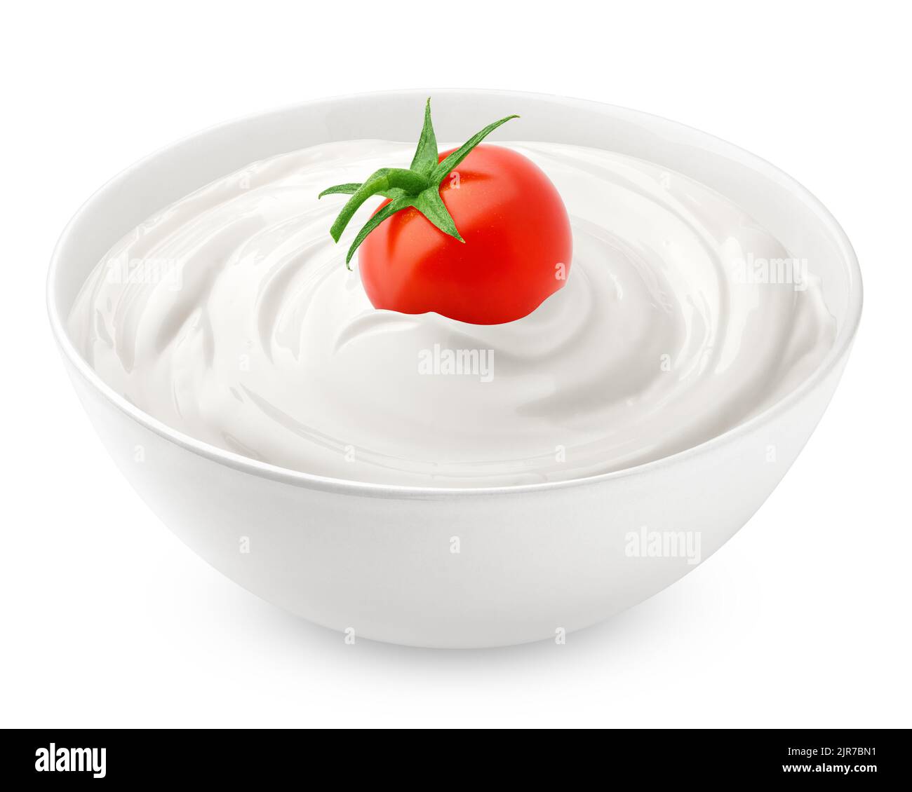 tomato cherry with mayonnaise, sour cream, yogurt, isolated on white ...
