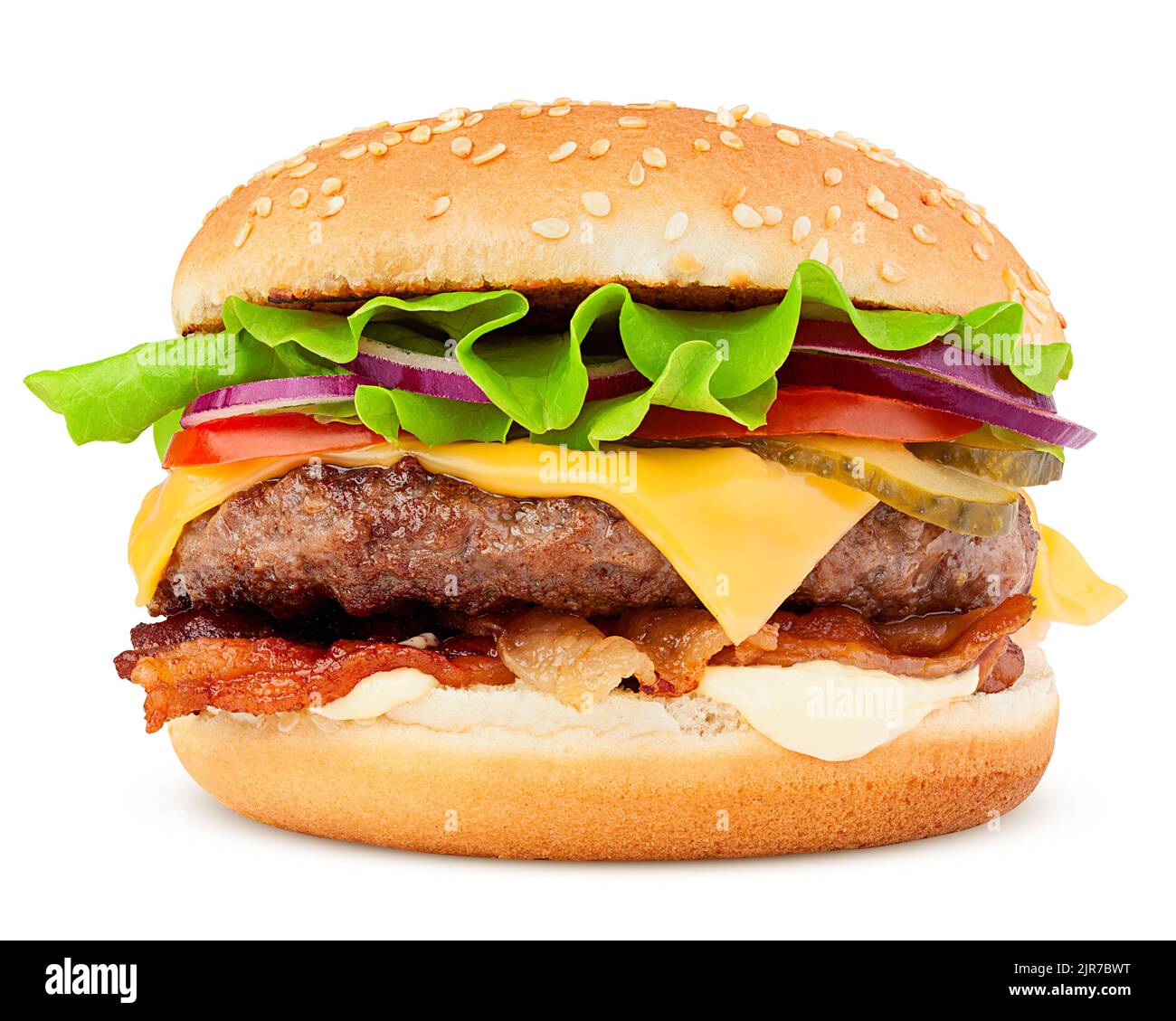 delicious fast food, burger, hamburger, cheeseburger, isolated on white ...