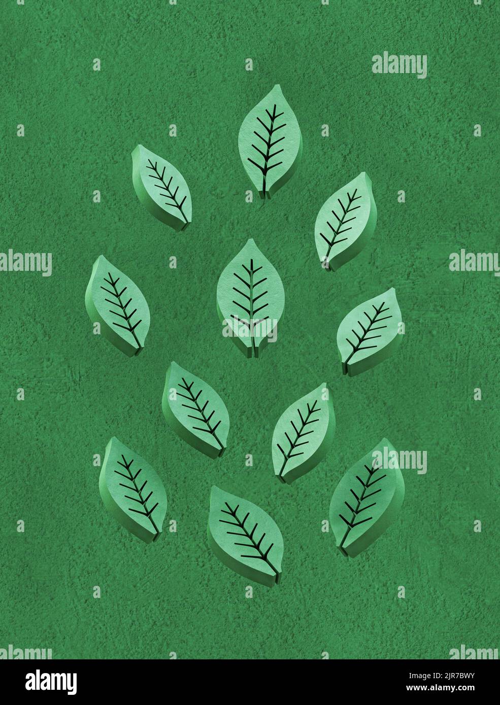 Composition of 3D stylized leaves. 3D illustration Stock Photo - Alamy
