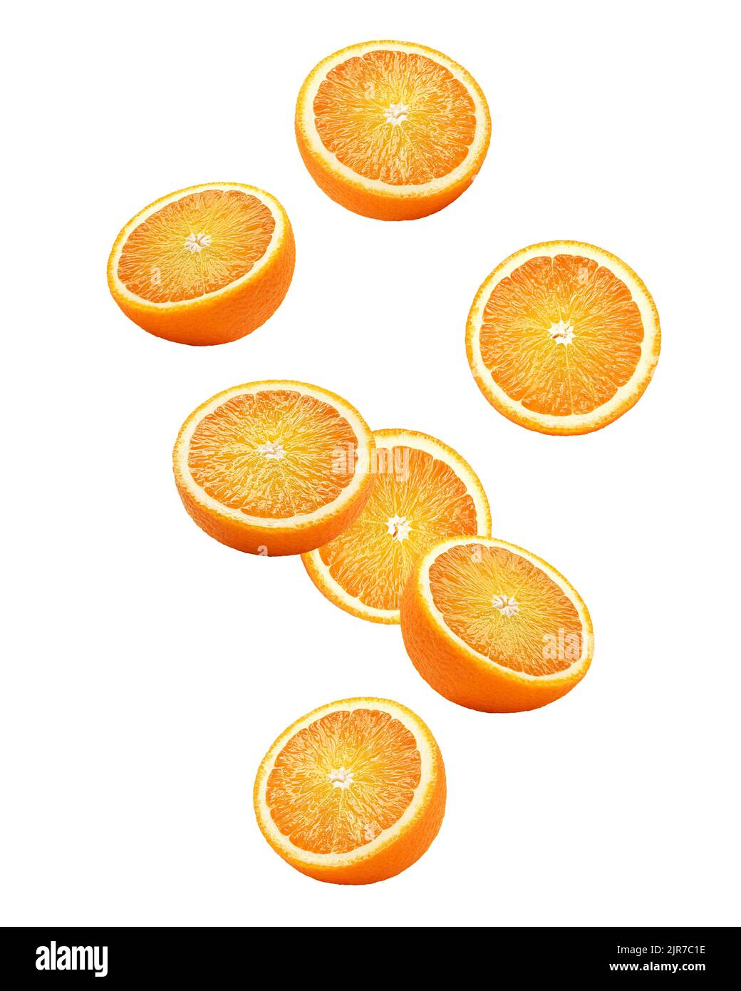 Falling orange slice isolated on white background, clipping path, full ...