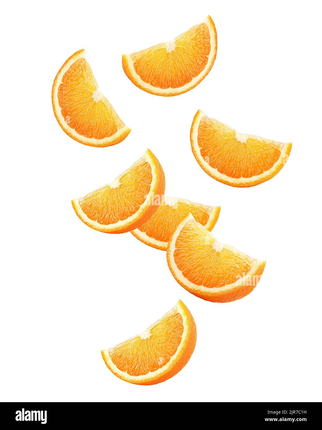 Falling orange slice isolated on white background, clipping path, full ...