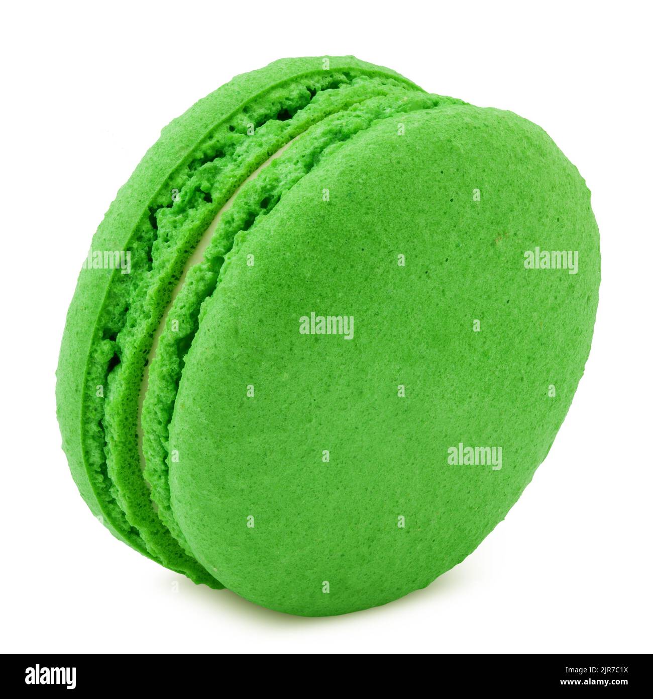 green pistachio macaroon isolated on white background, clipping path ...