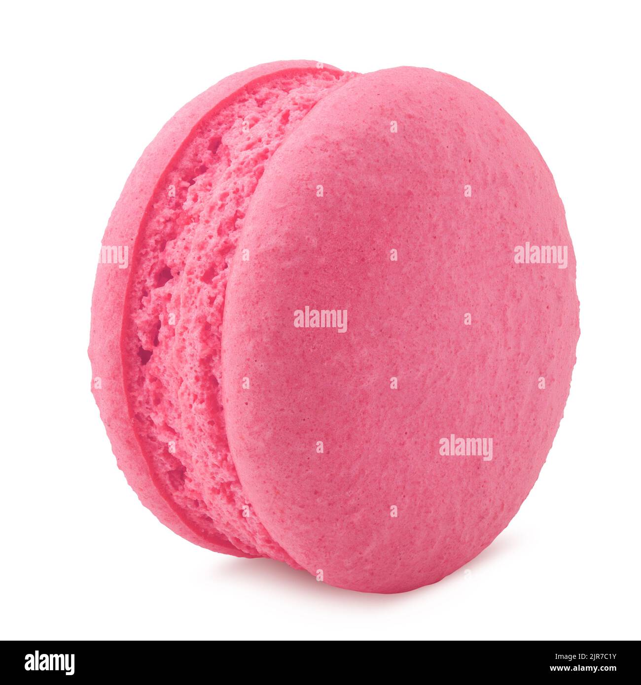 pink macaroon isolated on white background, clipping path, full depth ...