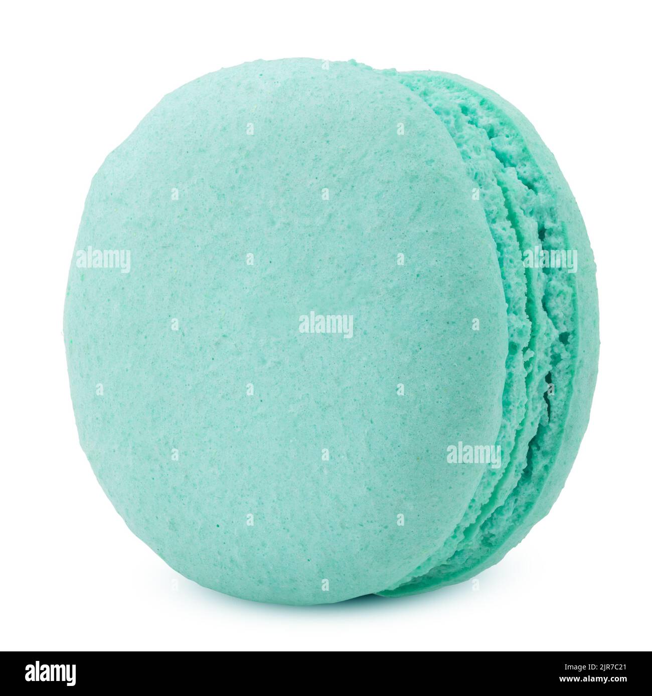 turquoise macaroon isolated on white background, clipping path, full ...