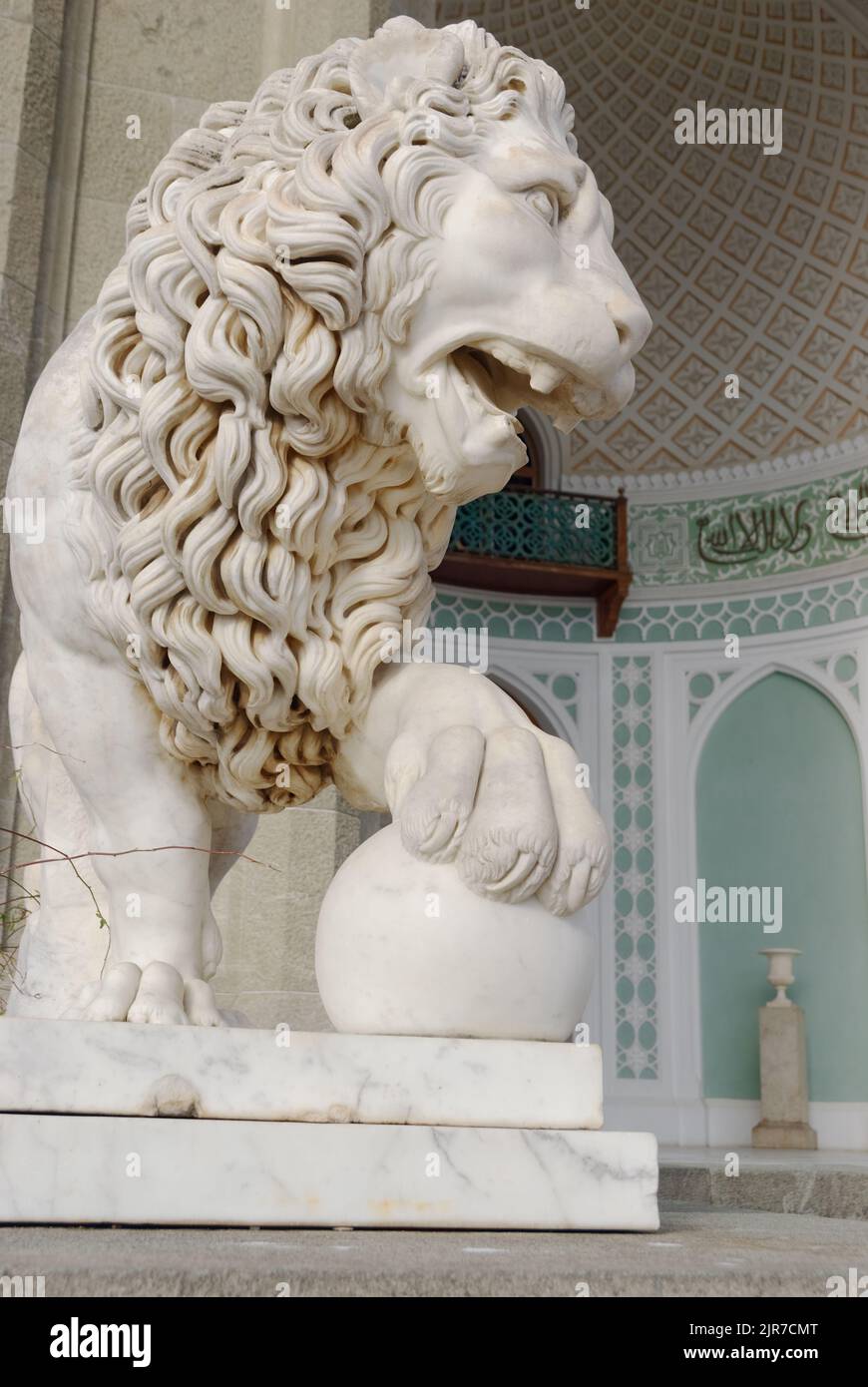 Sculpture of Medici lion in front of the main facade of Vorontsov ...
