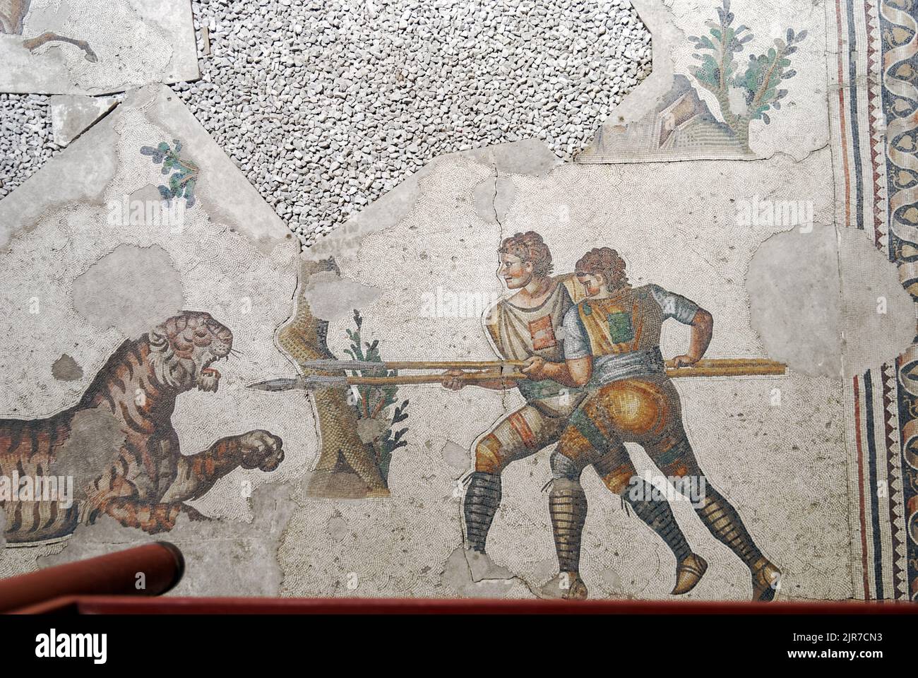 Fragments of ancient mosaic excavated at the cloister in Eastern Roman ...