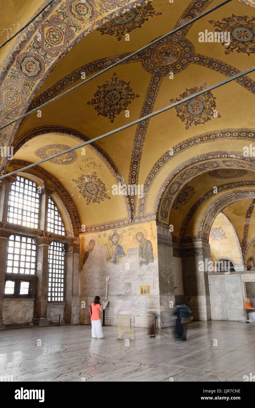Tourists in the Hagia Sophia mosque, originally Church of the Holy ...