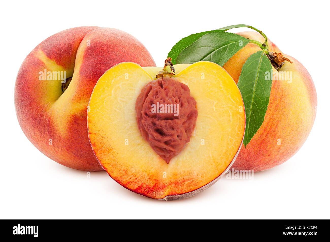 Peach isolated on white background, clipping path, full depth of field ...