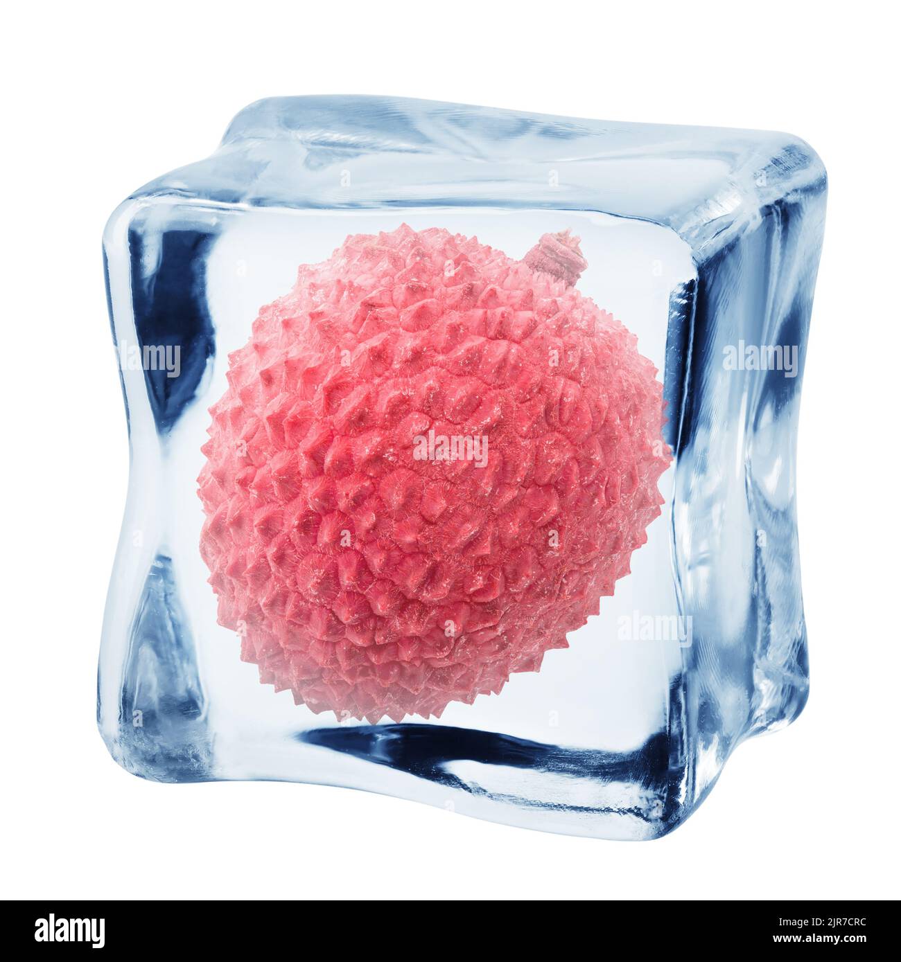 lychee in ice cube, isolated on white background, clipping path, full ...