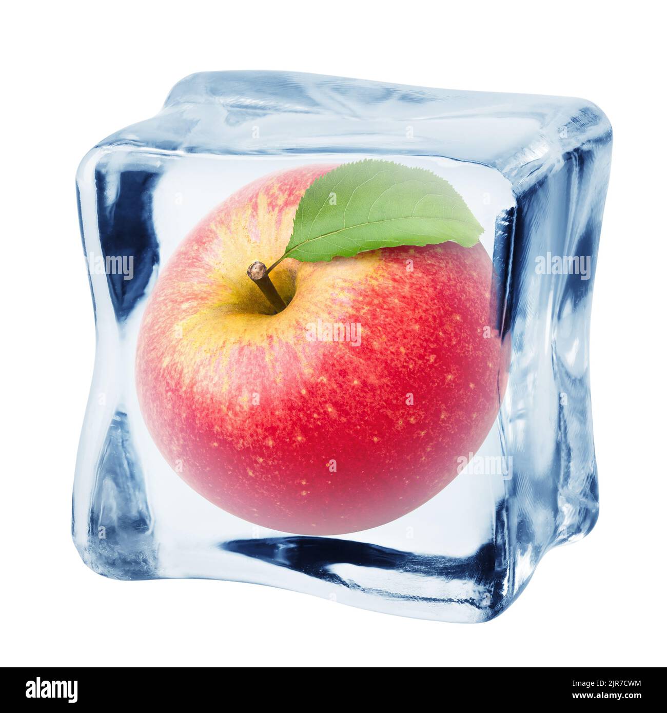 apple in ice cube, isolated on white background, clipping path, full ...