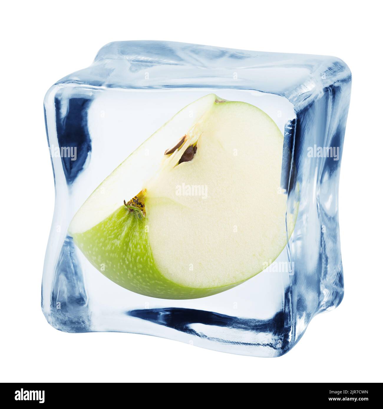 apple in ice cube, isolated on white background, clipping path, full ...