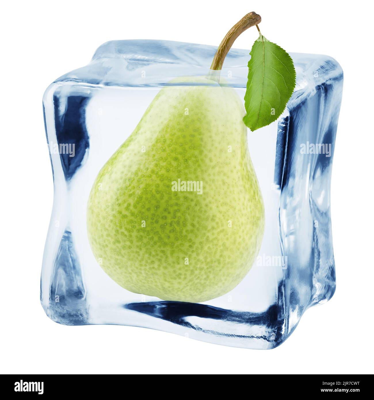 pear in ice cube, isolated on white background, clipping path, full ...