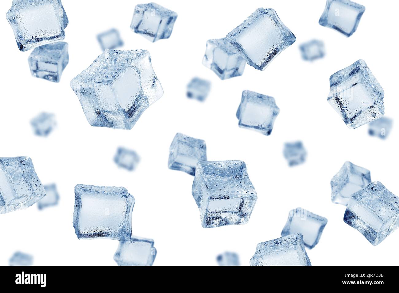 Falling ice cube, isolated on white background, selective focus Stock Photo - Alamy