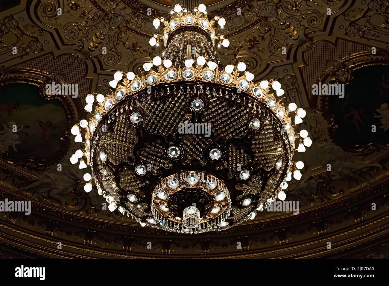 The chandelier in the auditorium in the Odessa Opera and Ballet Theater ...