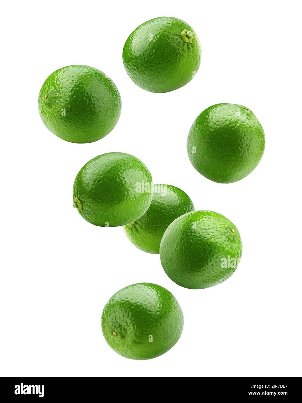 Falling lime isolated on white background, clipping path, full depth of ...