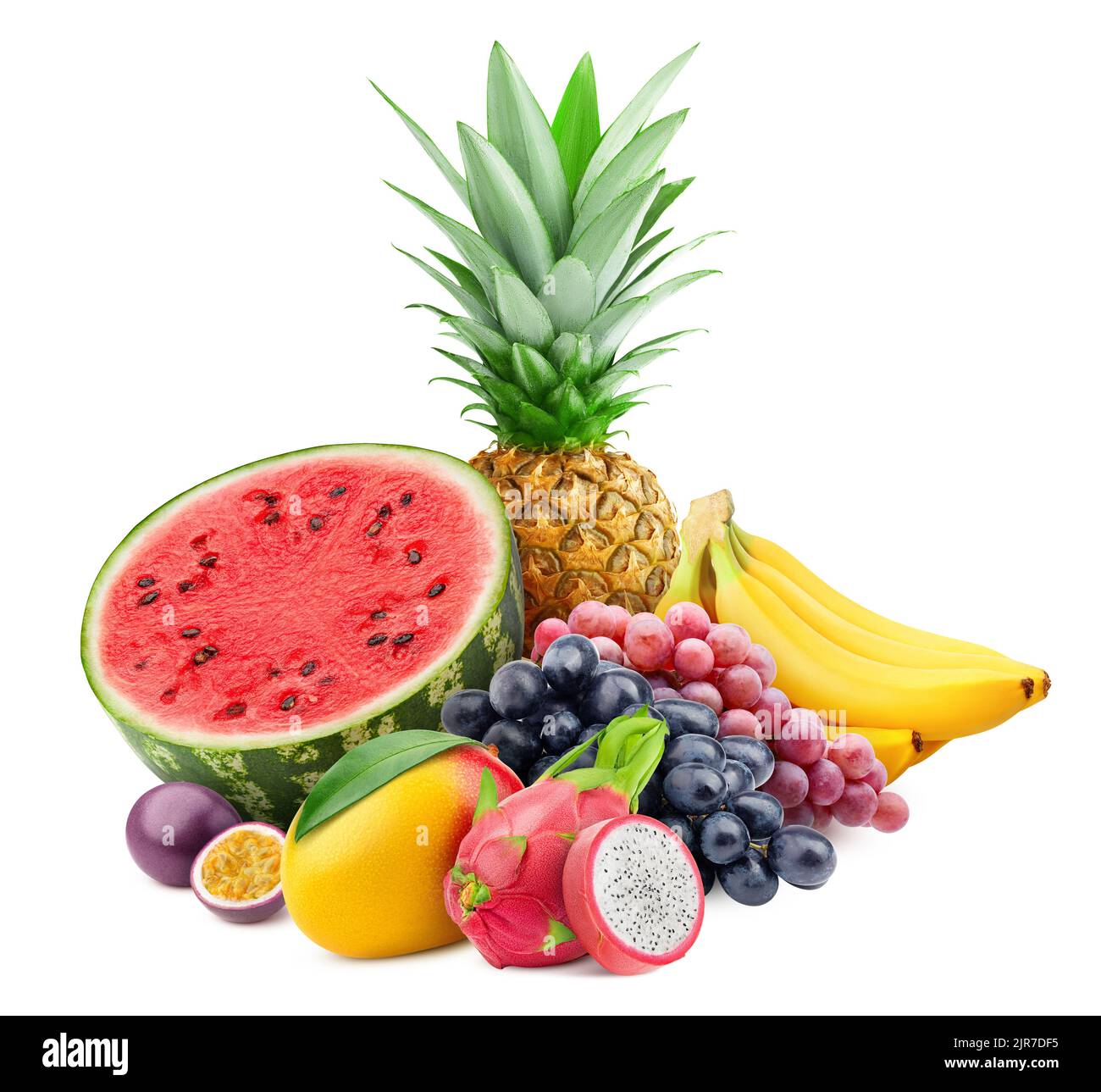 tropical fruits, watermelon, pineapple, grapes, banana, mango ... tropical fruits, watermelon, pineapple, grapes, banana, mango ...