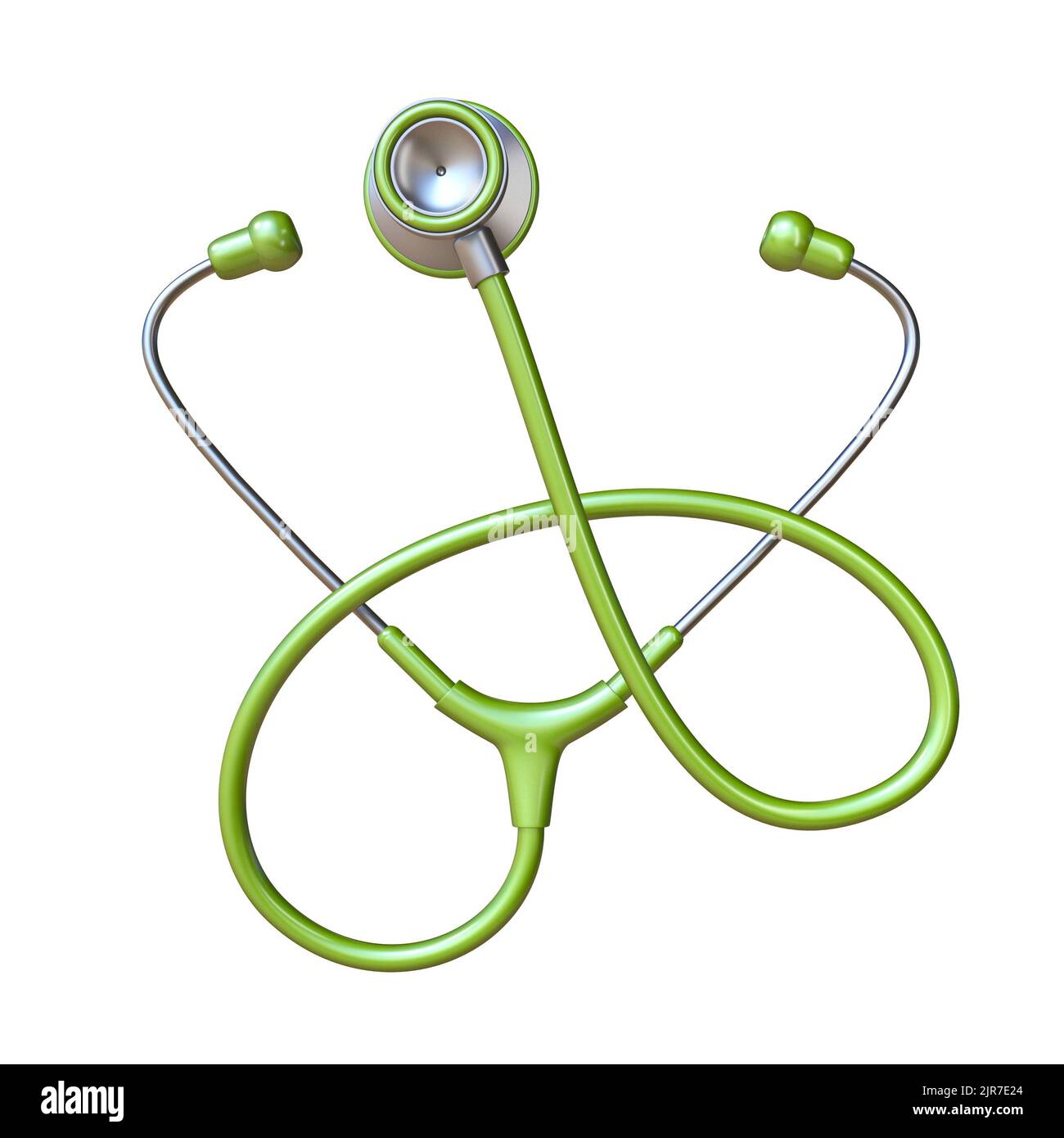 Green stethoscope 3D rendering illustration isolated on white ...