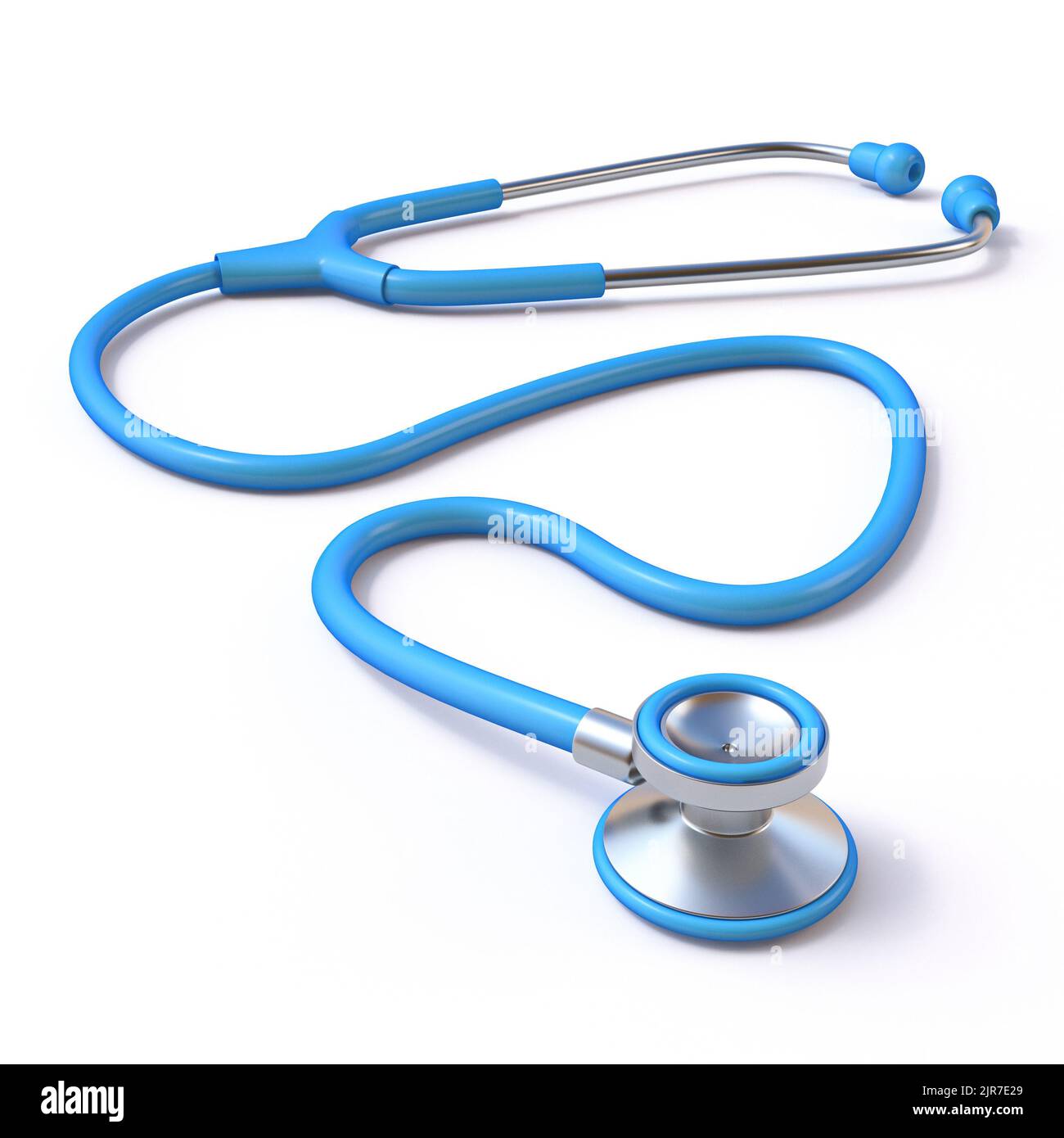 Blue stethoscope 3D rendering illustration isolated on white background ...