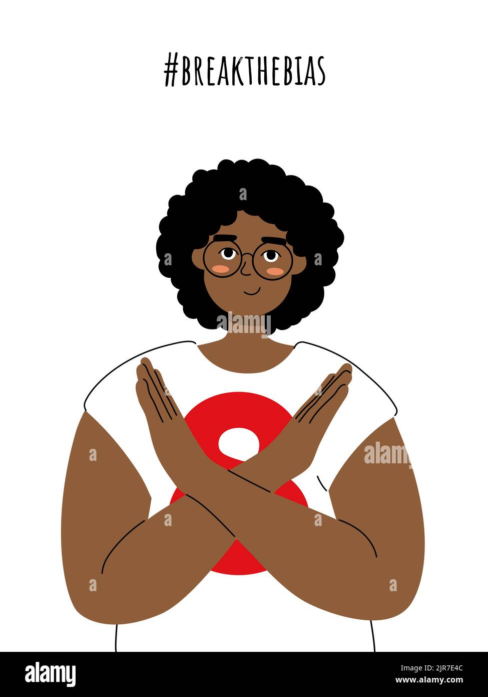 Break The Bias Young Black Woman Stand With Crossed Arms Pose To Stop