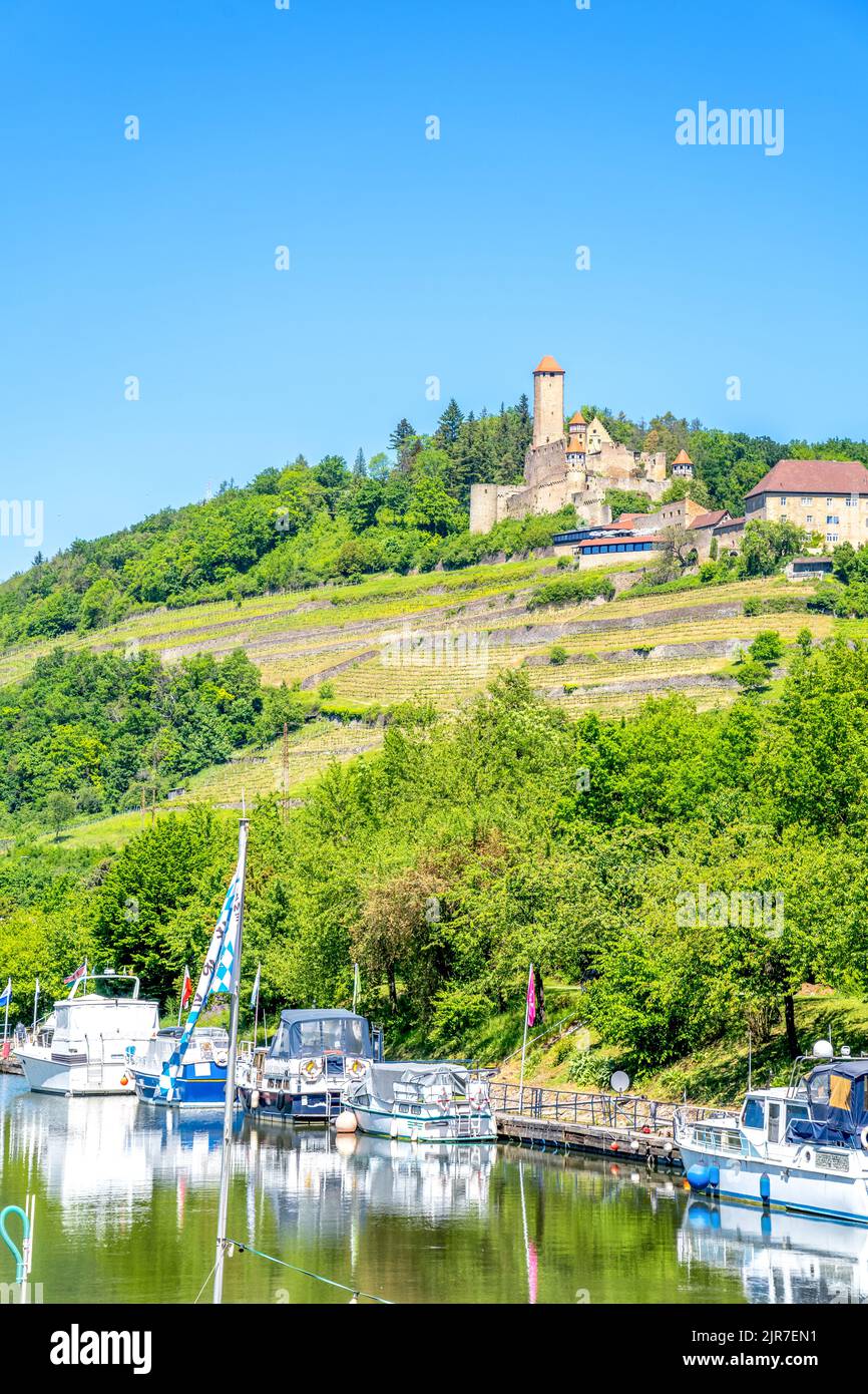 Castle Hornberg with harbour in Front, Neckarzimmern, Germany Stock ...