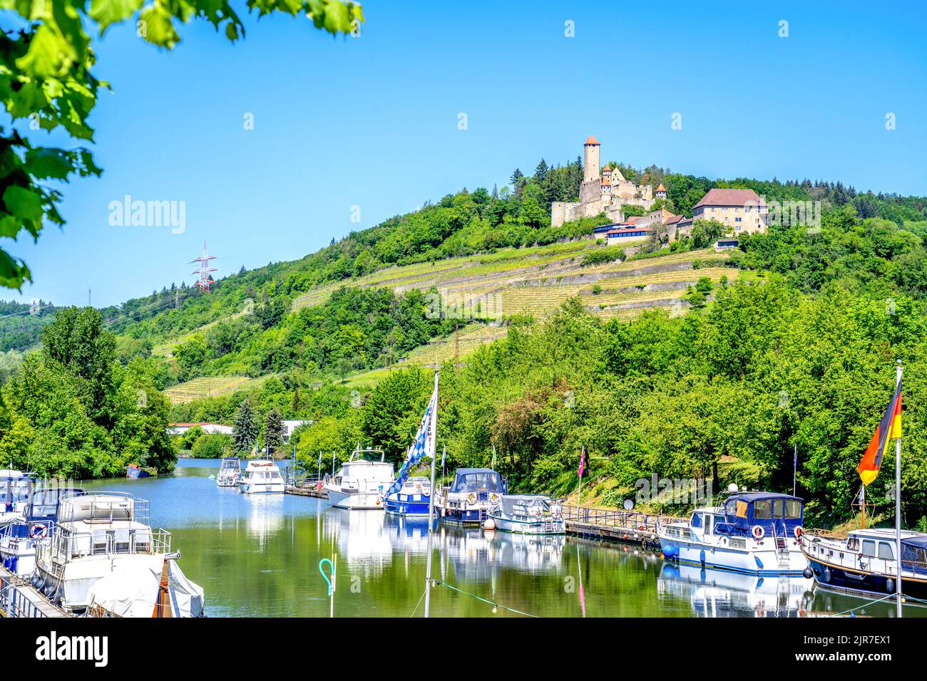 Castle Hornberg with harbour in Front, Neckarzimmern, Germany Stock ...