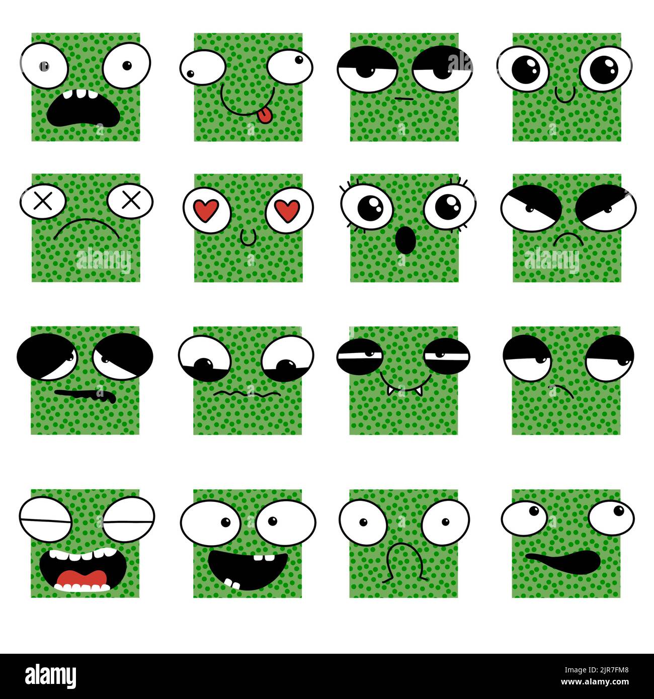 Set emotions monster with smile and sad for stickers and kids and study ...