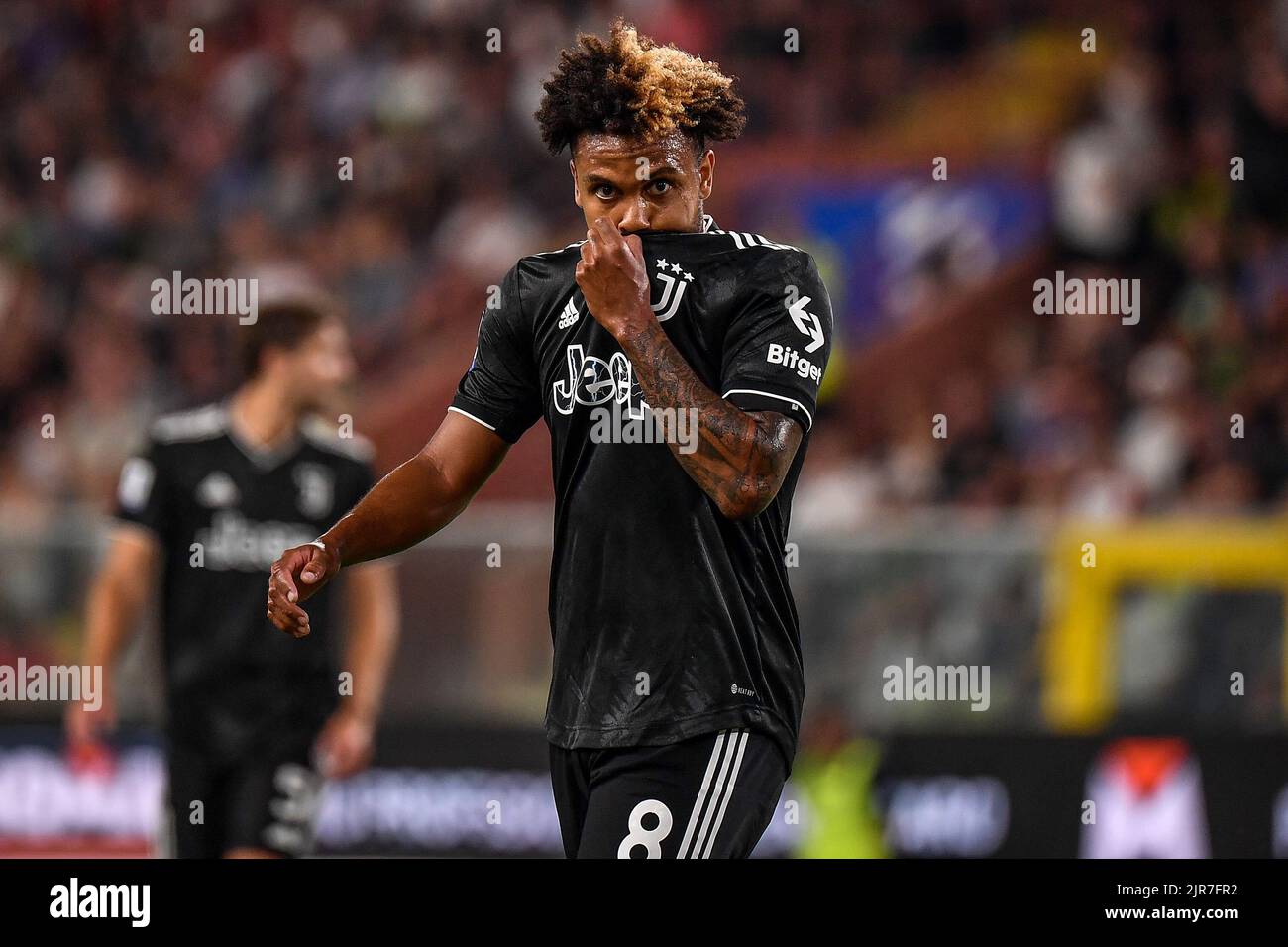 Genova, Italy. 22nd Aug, 2022. ju8 reacts during the Serie A football ...
