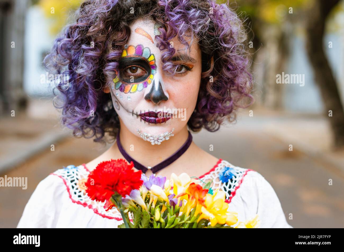front view portrait of young latin caucasian argentinian woman ...