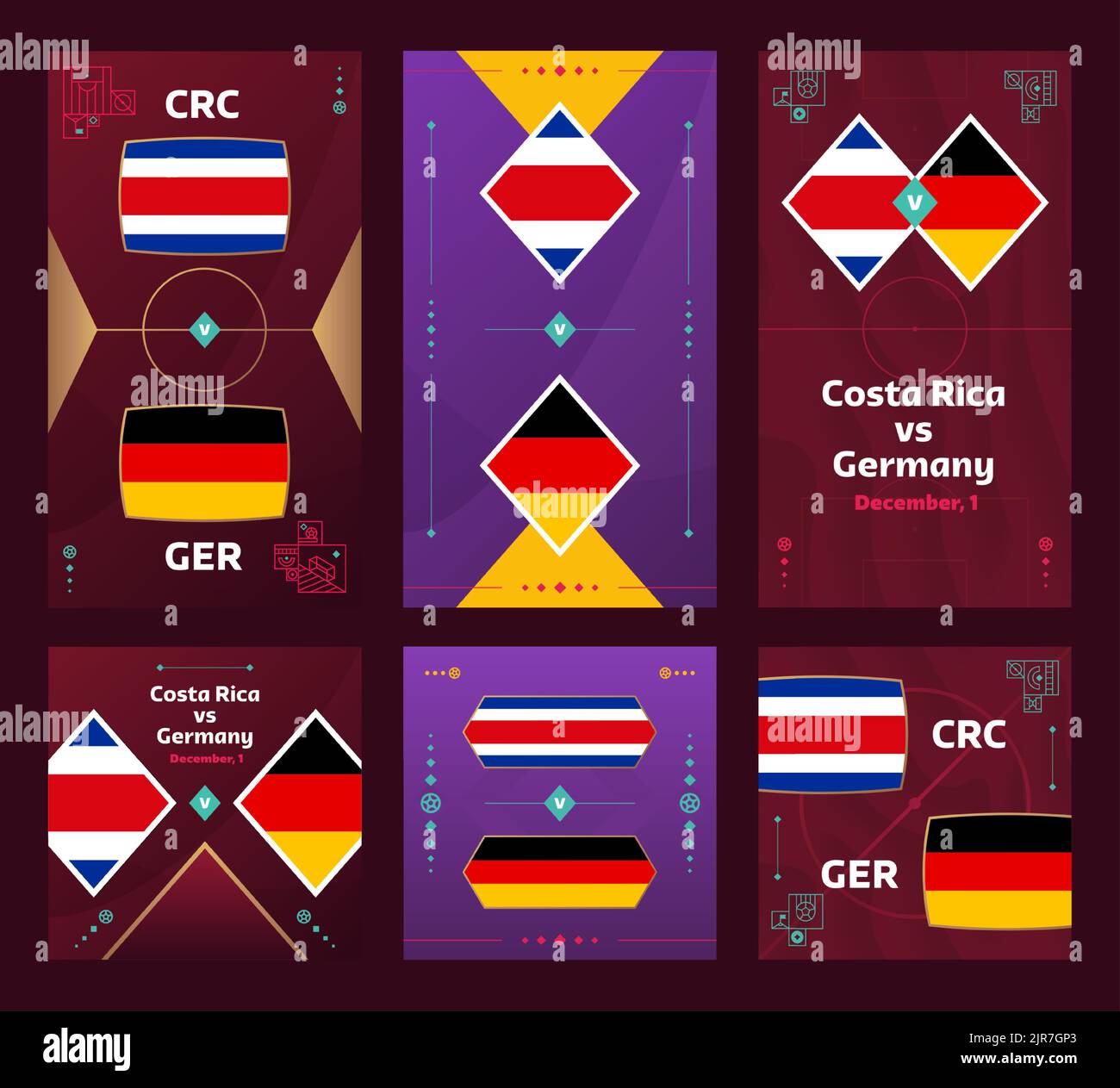 Costa Rica vs Germany Match. World Football 2022 vertical and square ...