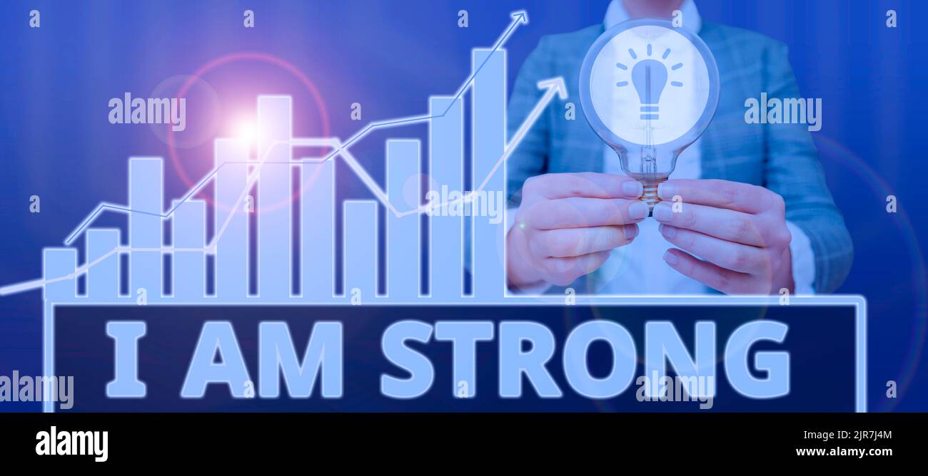 Hand writing sign I Am Strong. Internet Concept Have great strength ...