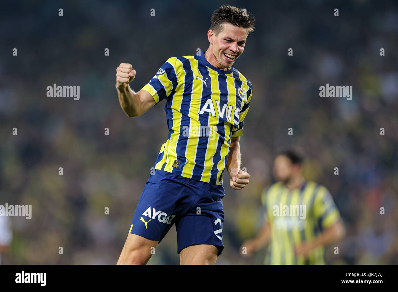 ISTANBUL, TURKEY - AUGUST 22: Miha Zajc of Fenerbahce celebrates a goal ...