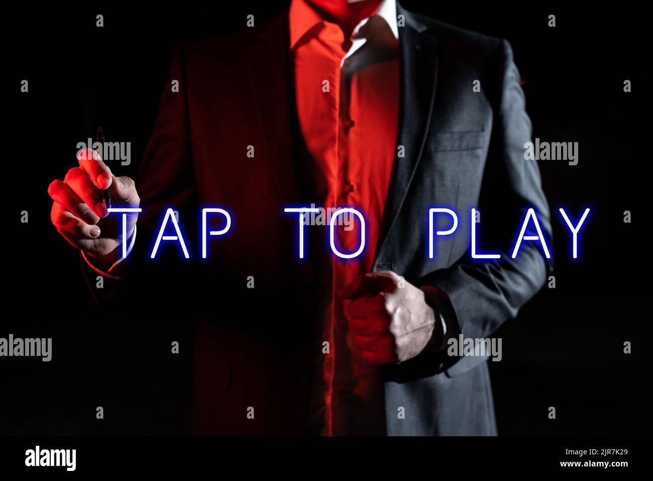Hand writing sign Tap To Play. Conceptual photo Touch the screen to ...