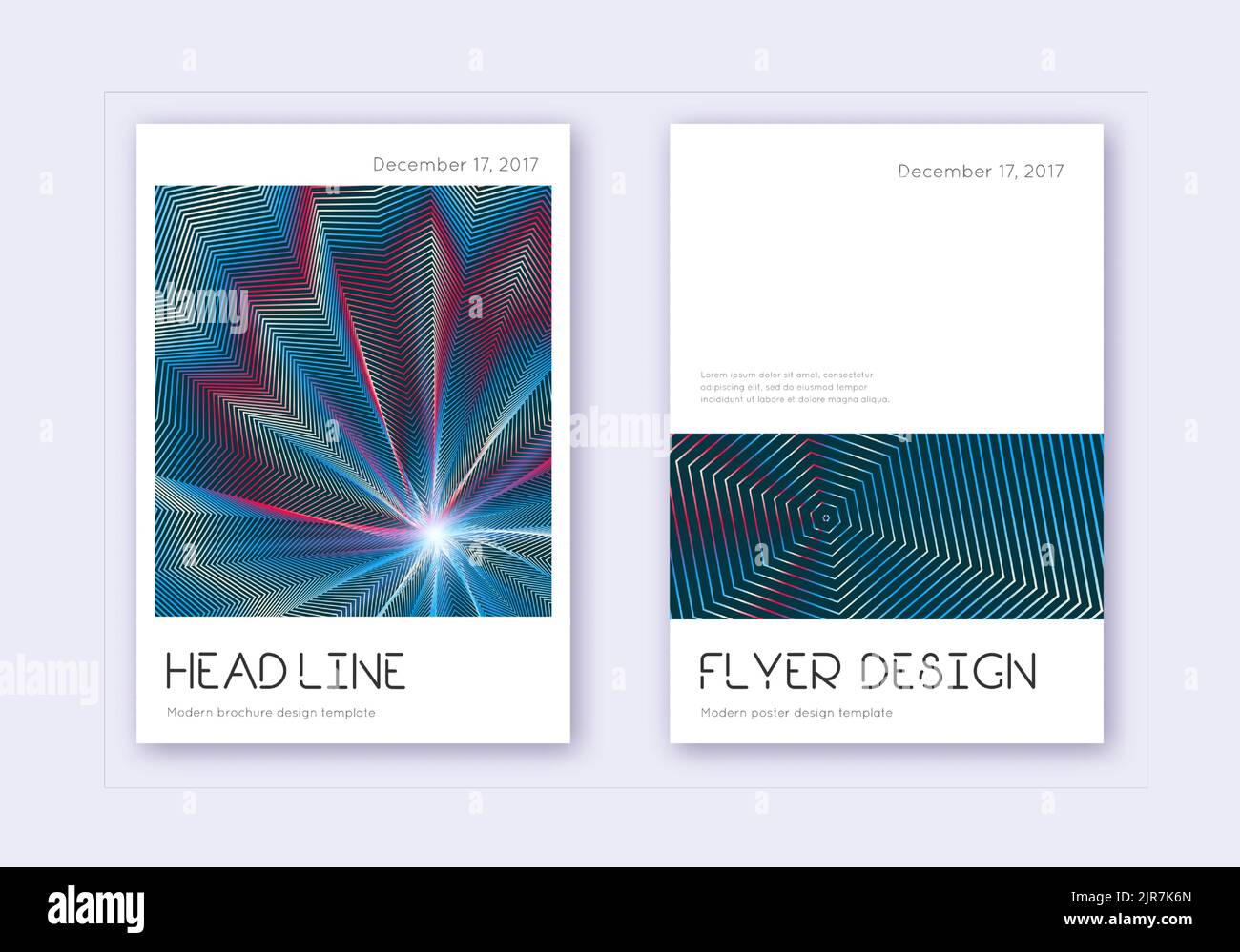 Minimal cover design template set. Red white blue abstract lines on ...