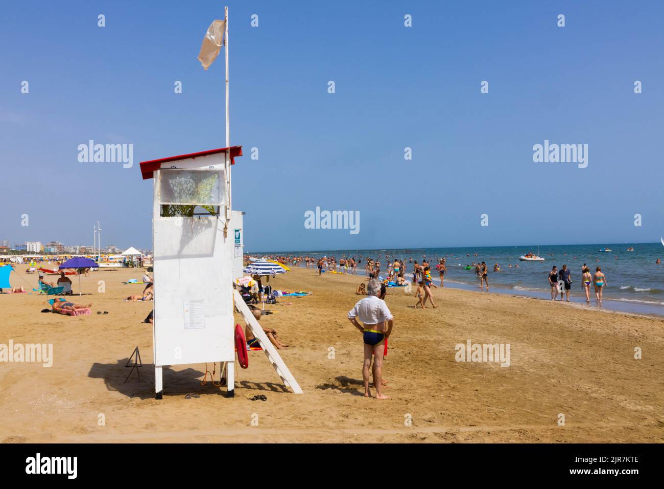 White Lifeguard tower in summer. Rimini, Italy. High quality photo ...