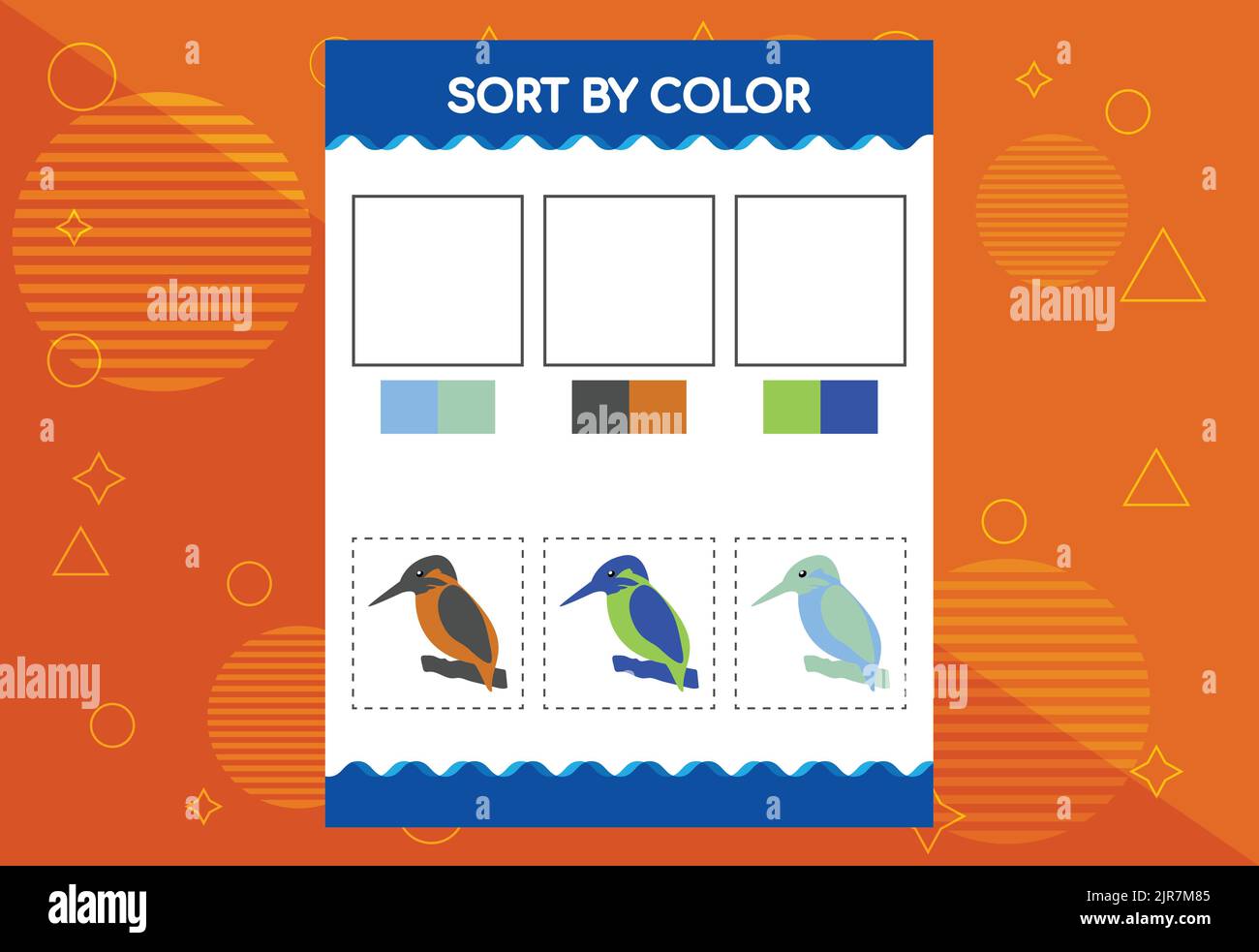 Sort by color worksheet for kids. Good for school and kindergarten ...