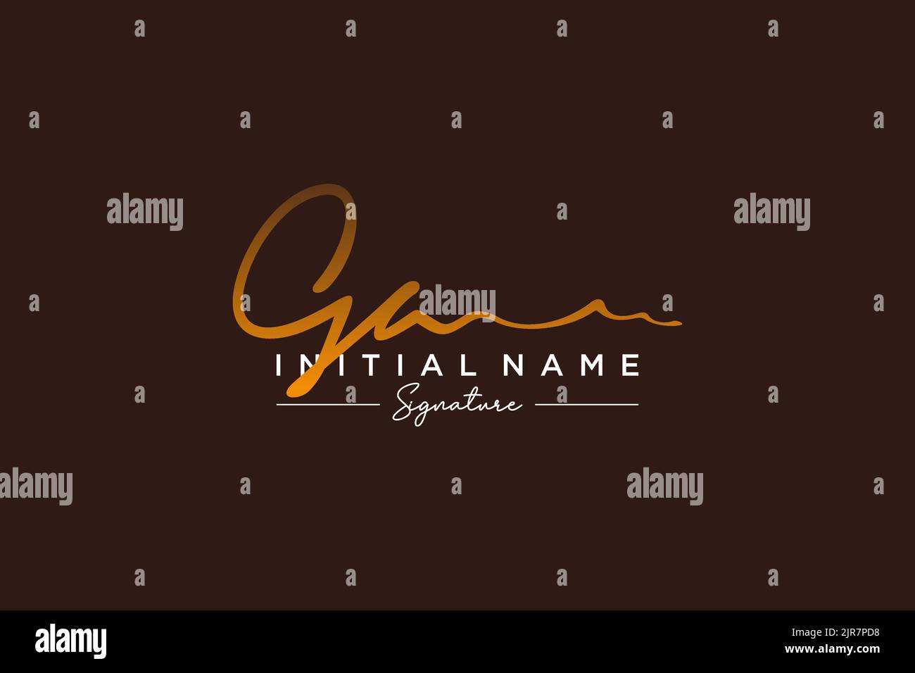 GA signature logo template vector. Hand drawn Calligraphy lettering ...