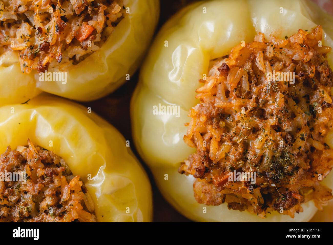 Traditional food classic stuffed bell peepers paprika with minced meat ...