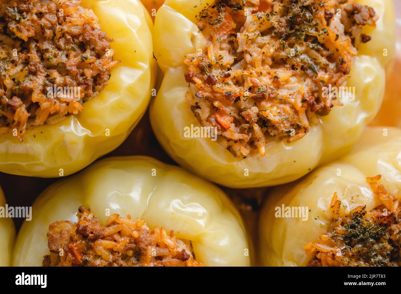 Traditional food classic stuffed bell peepers paprika with minced meat ...