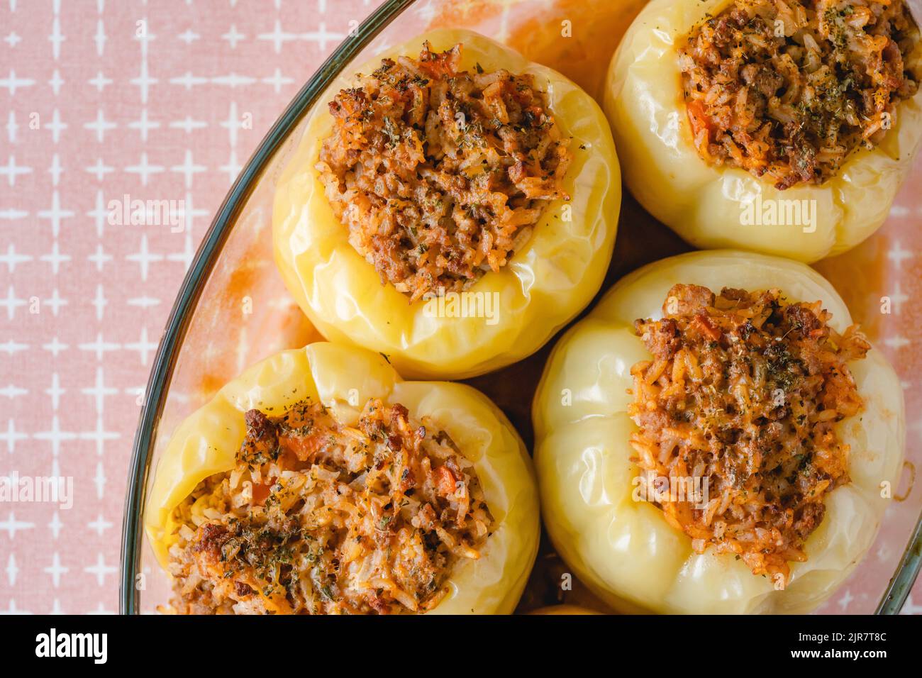 Traditional food classic stuffed bell peepers paprika with minced meat ...