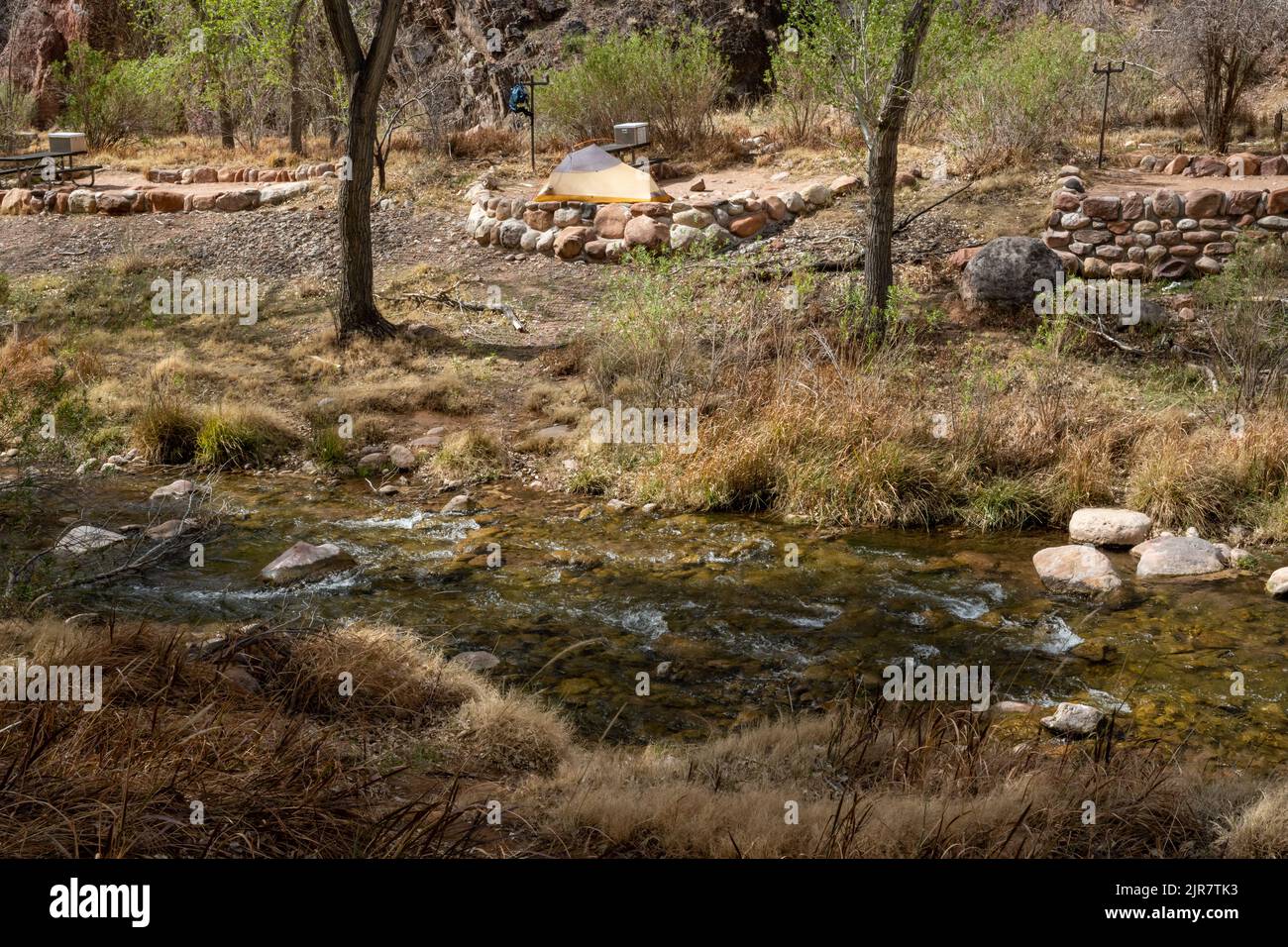 Bright Angel Creek Flowing Past Tents At Bright Angel Campground in the ...