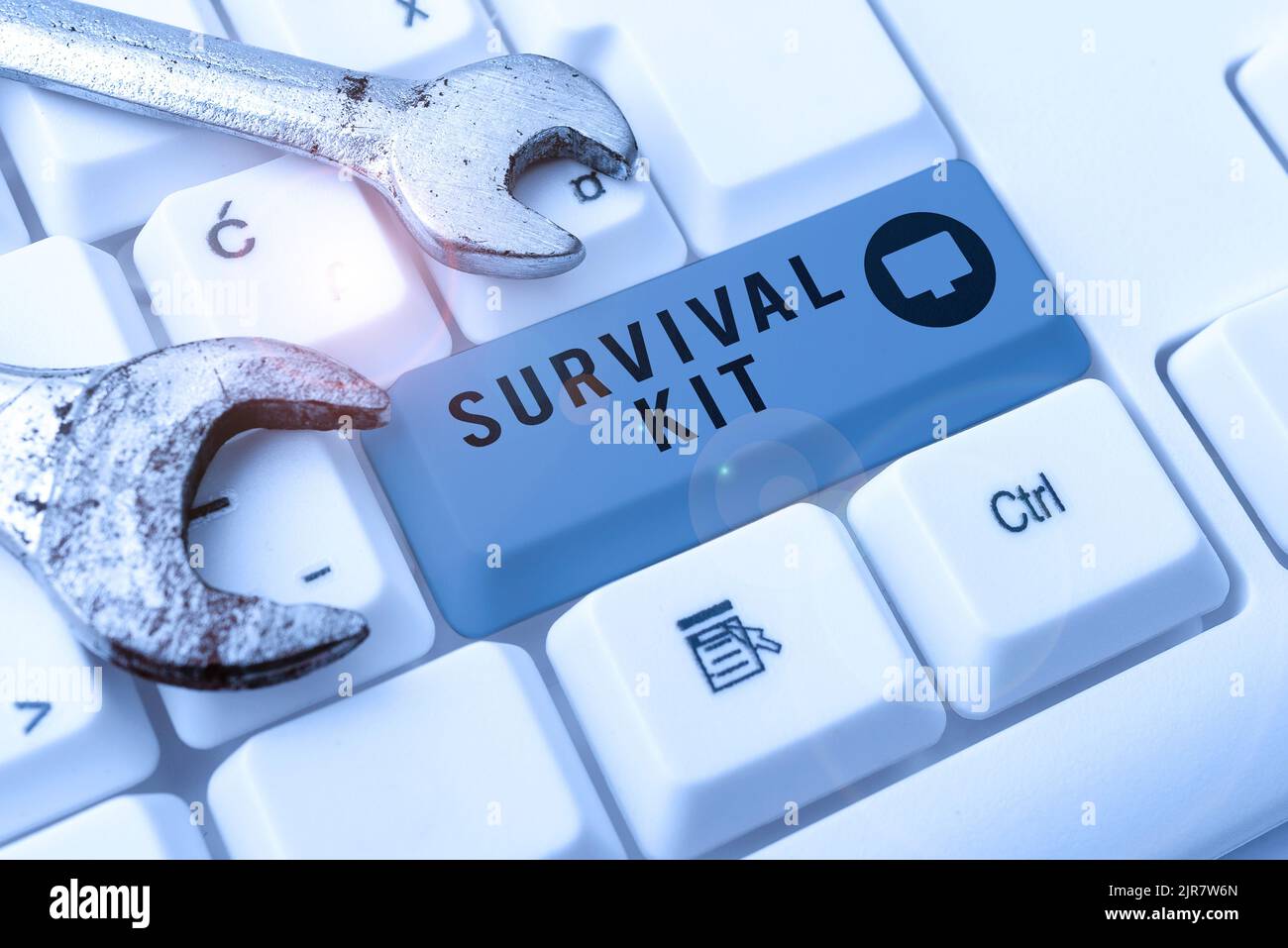 Hand writing sign Survival Kit. Business concept Emergency Equipment ...