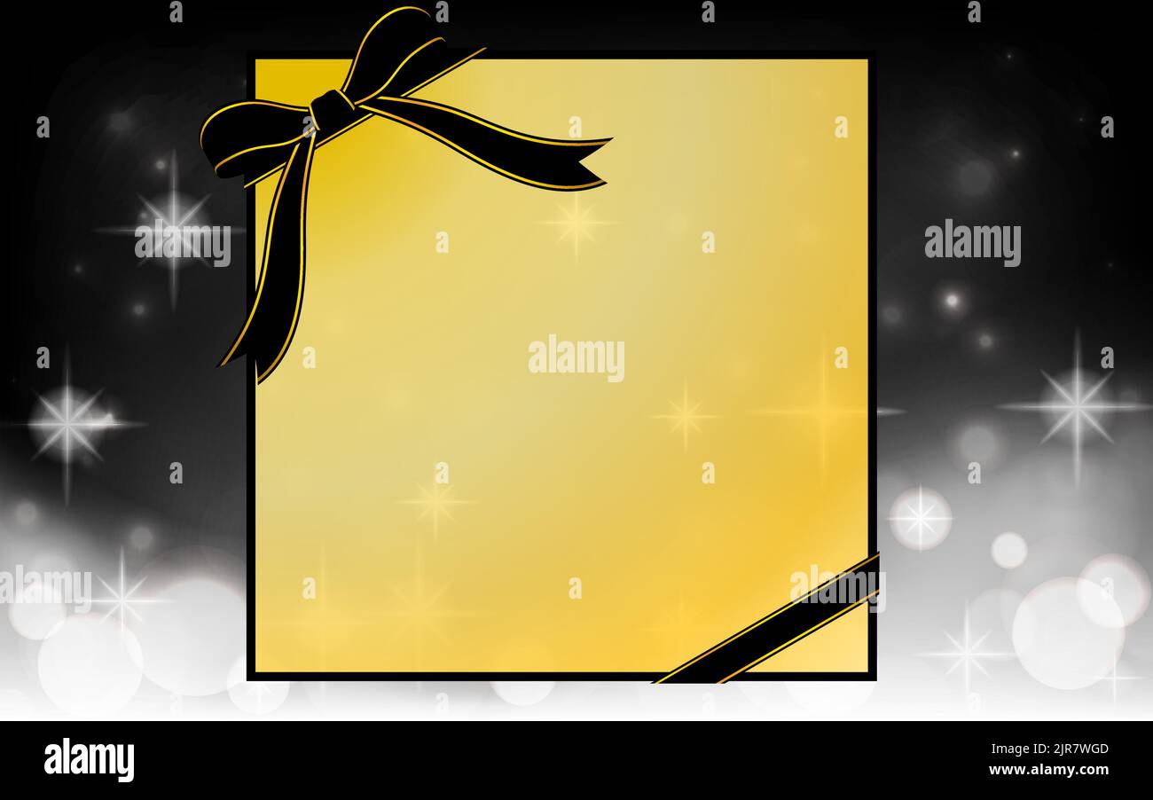 Black Ribbon and Glitter Background on Gold Frame Stock Vector Image ...