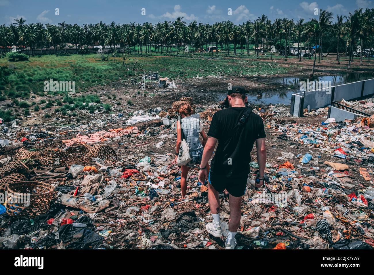 A man and woman Walking around the sad sight on the reality of the ...