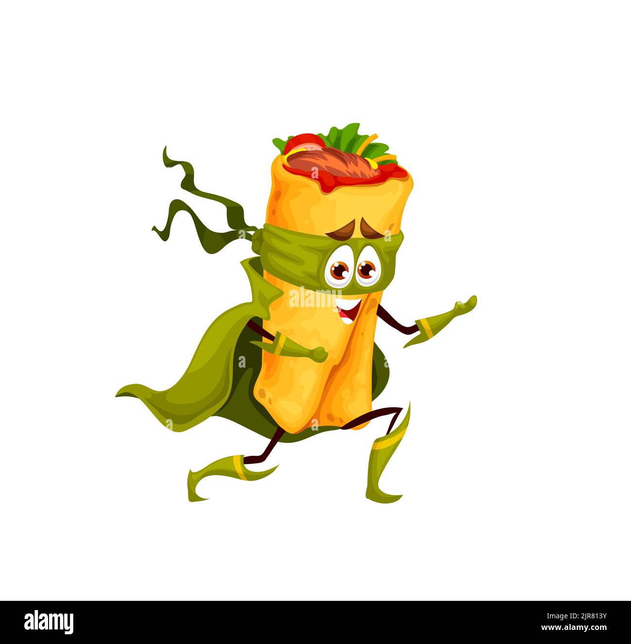 Cartoon shawarma superhero character. Street fast food takeaway meal or ...