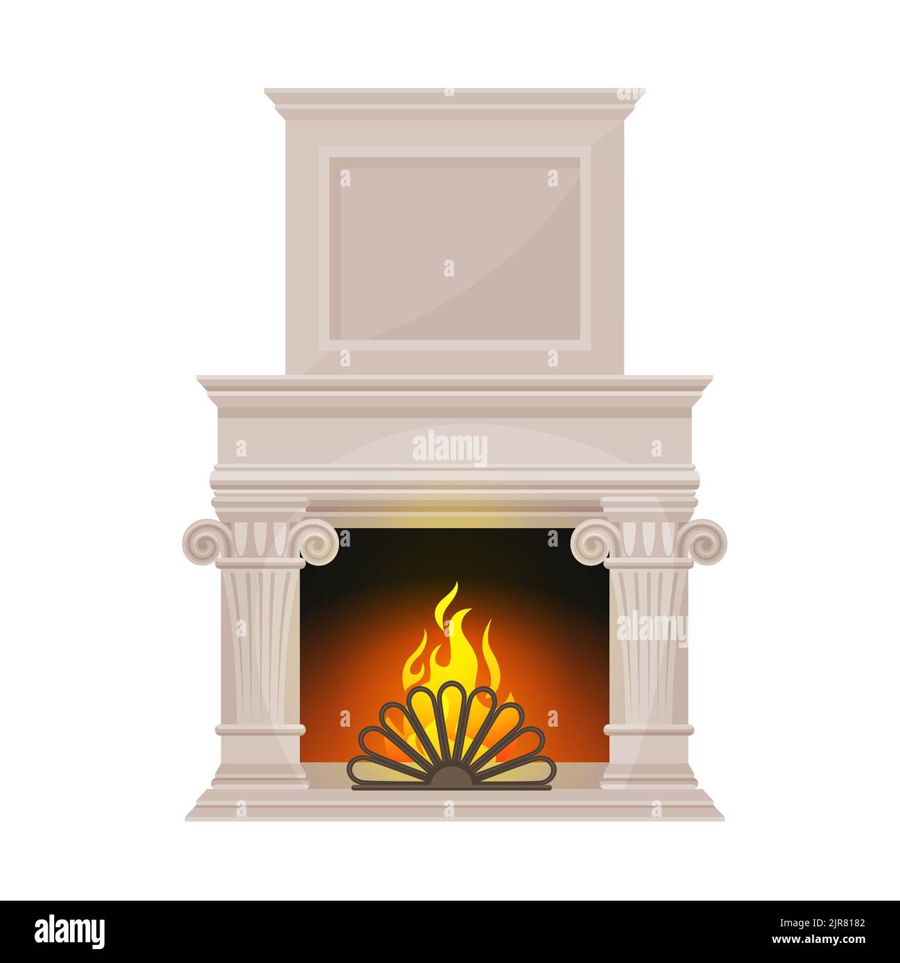 Open hearth mantel fire Stock Vector Images - Alamy