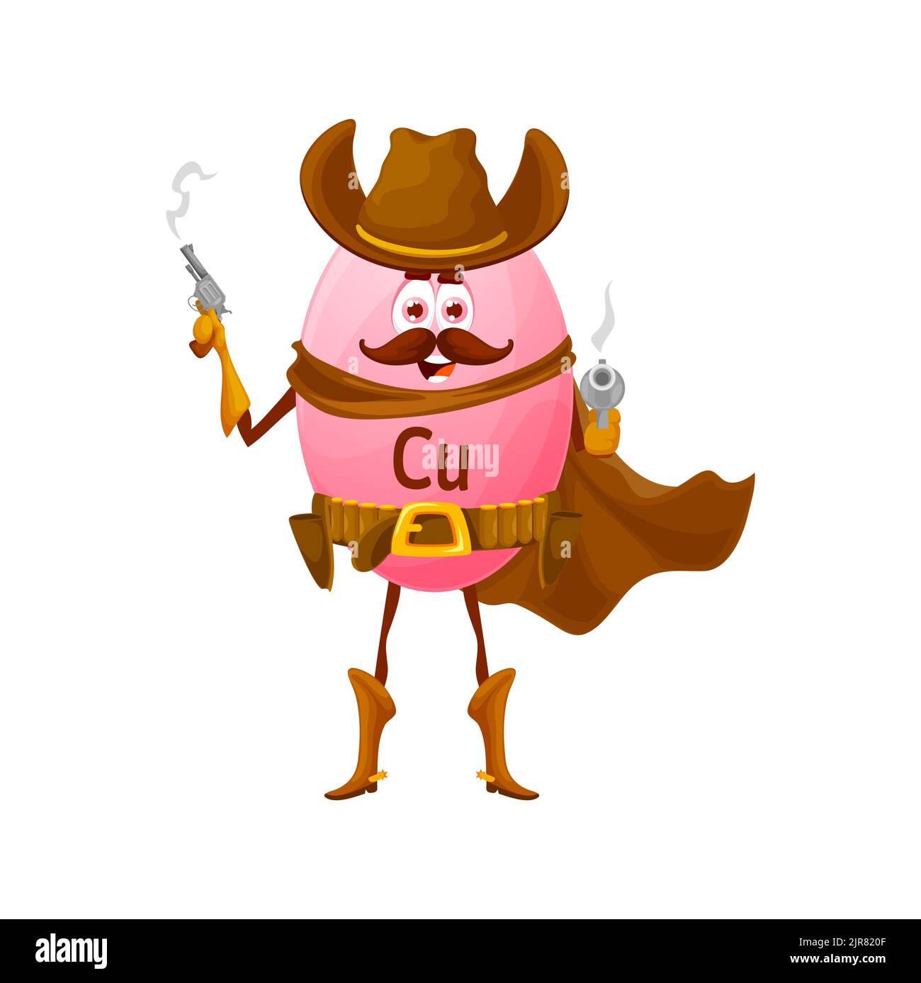 Cartoon copper or cuprum cowboy or ranger micronutrient character ...