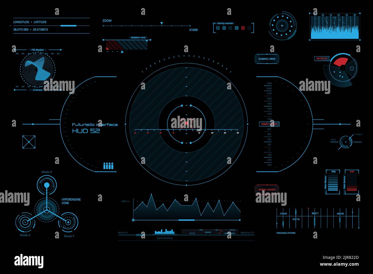Flat hud for concept design. Lcd tv monitor isolated, vector ...