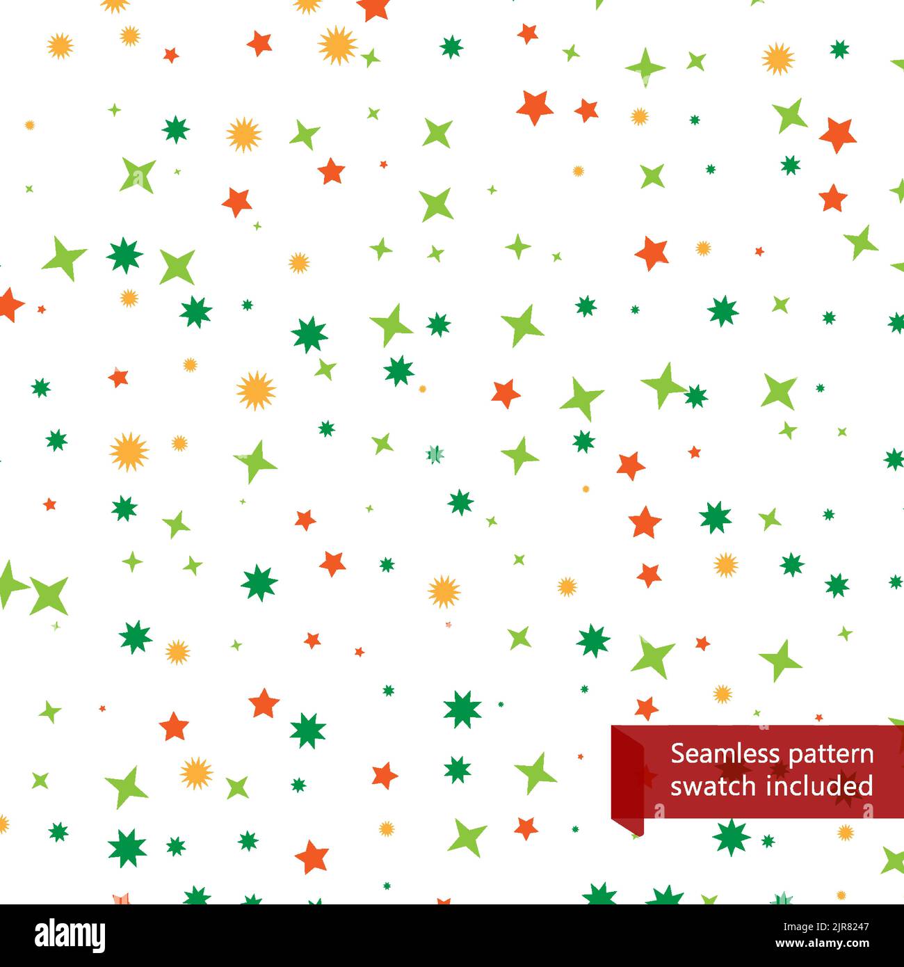 Colorful abstract seamless pattern with cute orange and green stars on ...