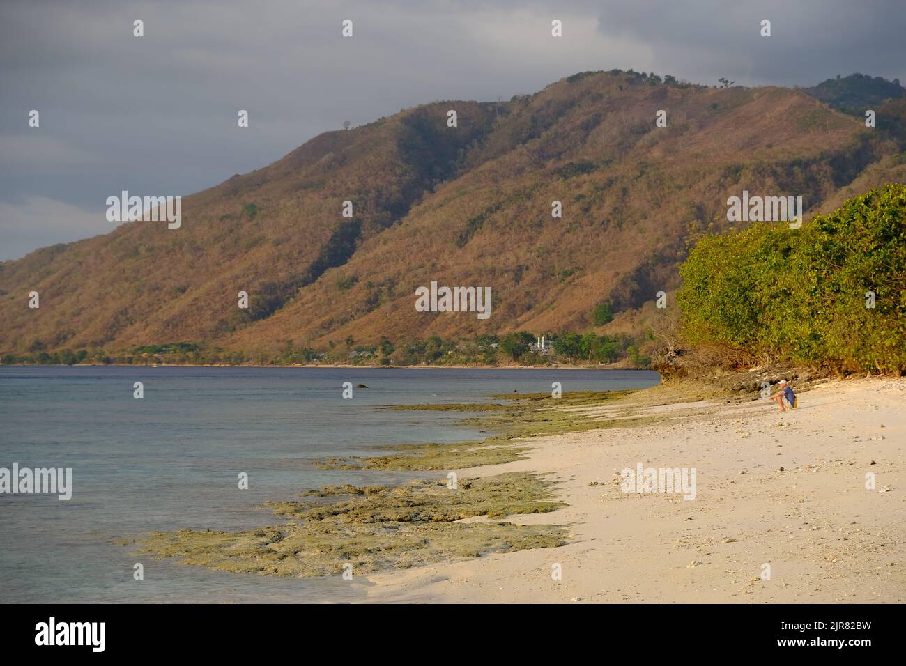 Indonesia Alor Island - Coastal landscape beach and volcanic mountain ...