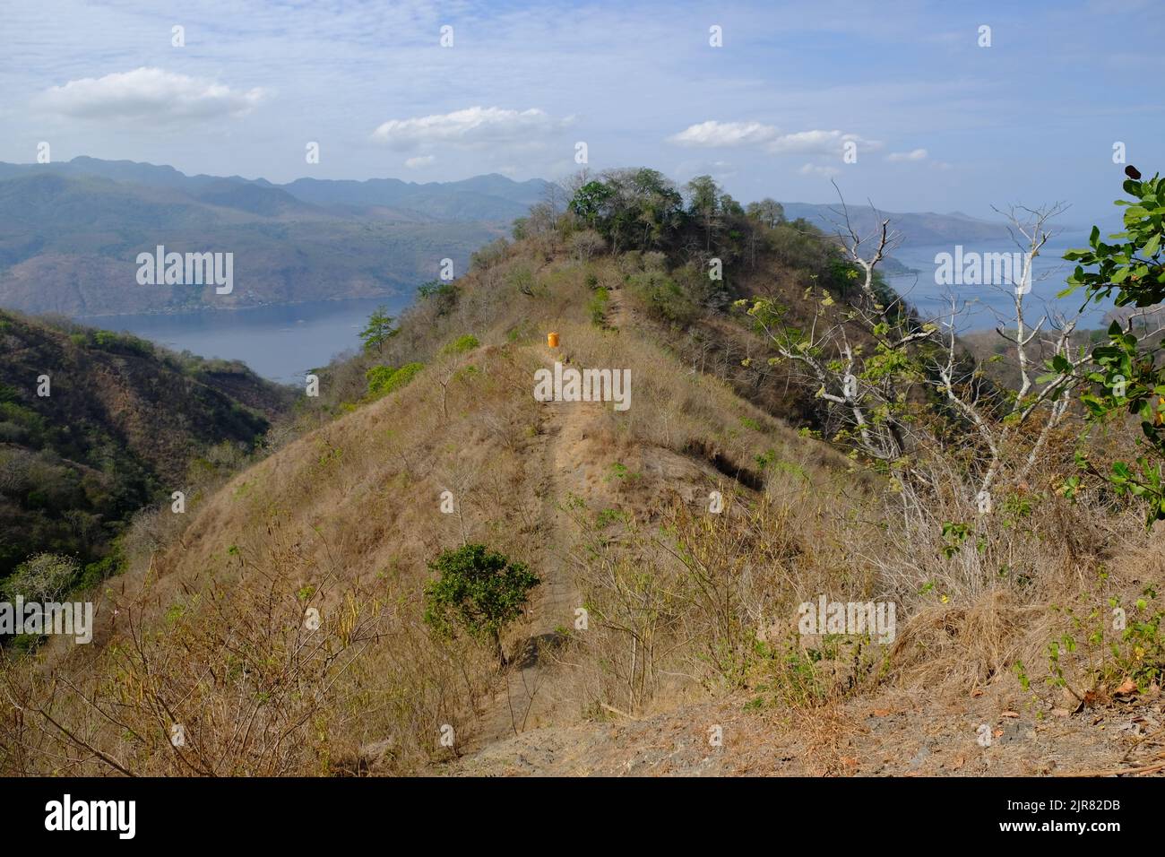 Indonesia Alor Island - Mountain landscape view with hiking path Stock ...